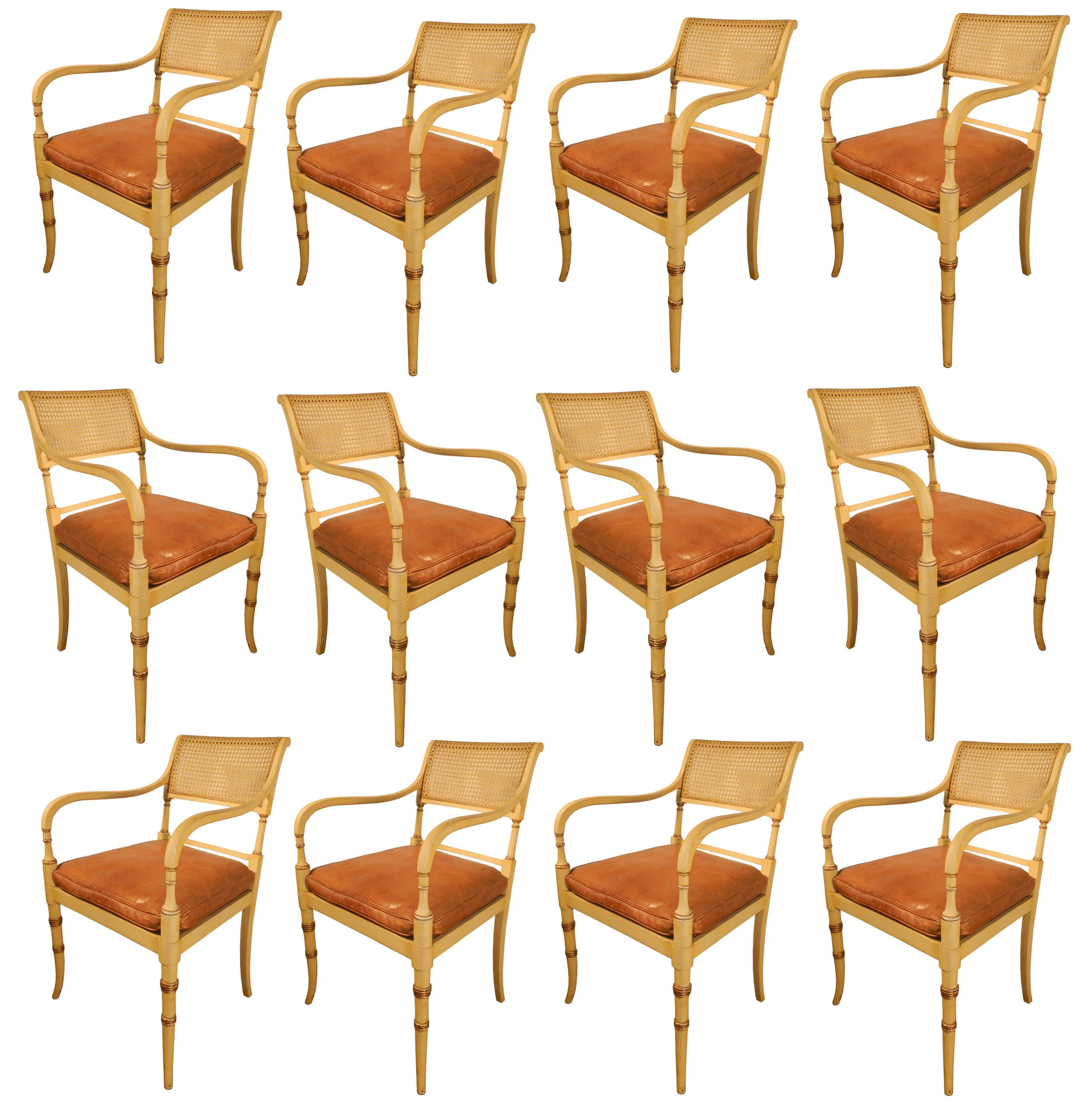 Rare set of 12 neo colonial style chairs in lacquered wood | Modernism