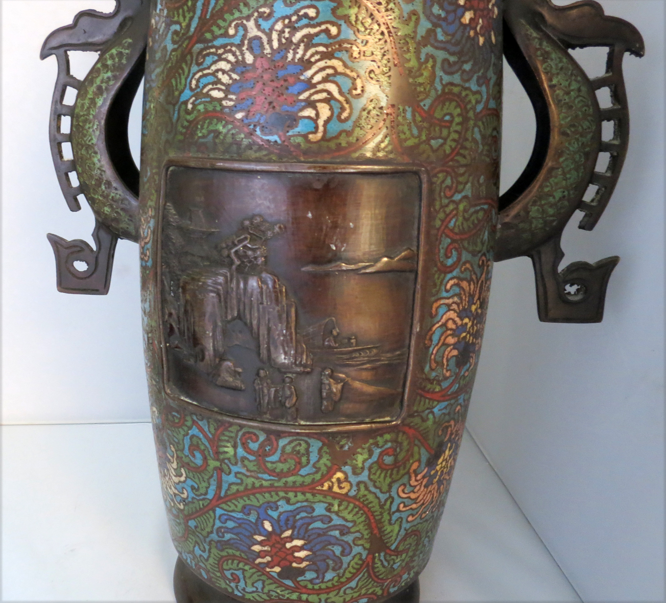 Antique Japanese Bronze Champlevé Enamel Vase | Modernism