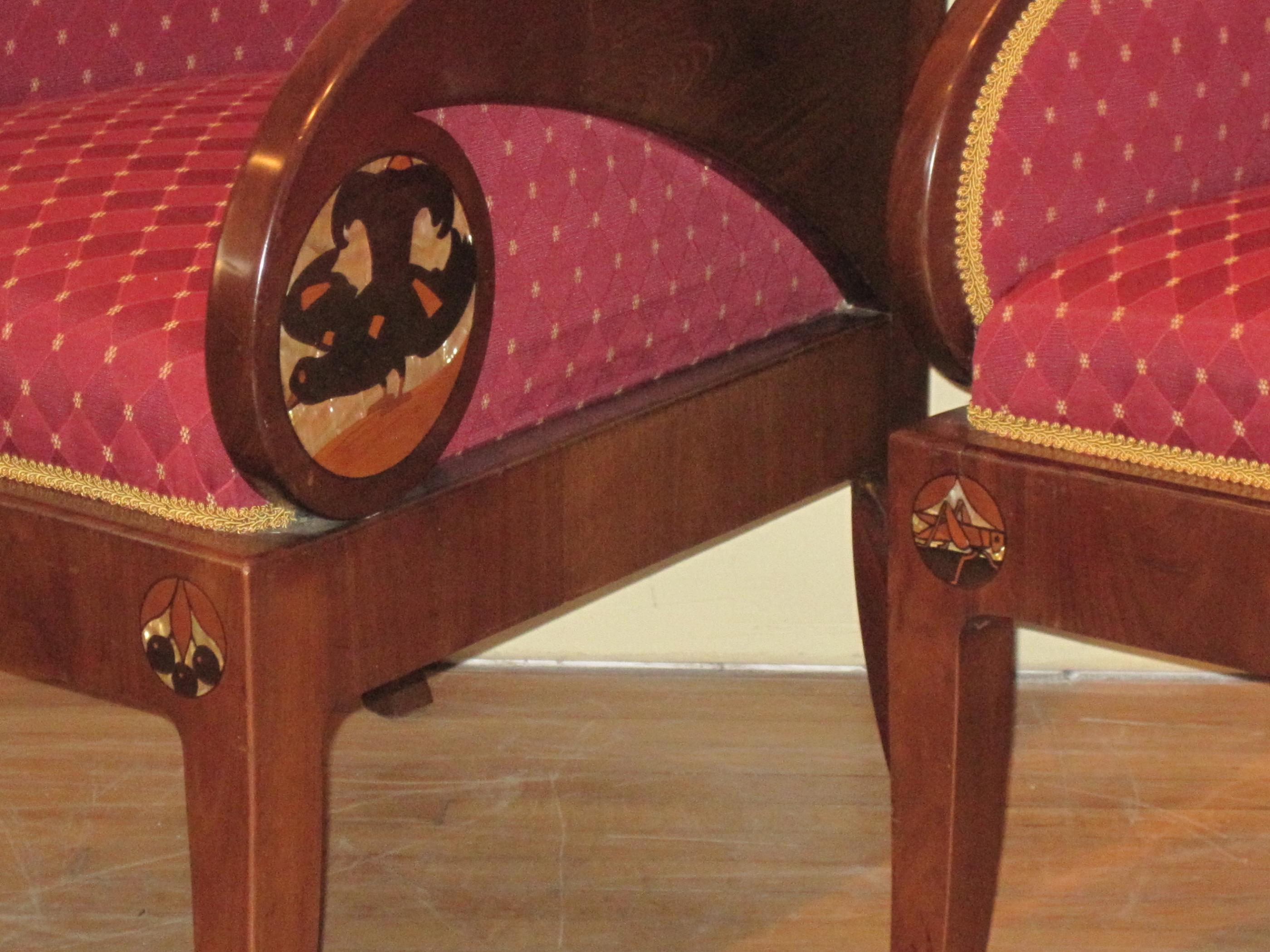 Art Nouveau Swedish Jugendstil Mother Of Pearl Inlaid Chairs | Modernism