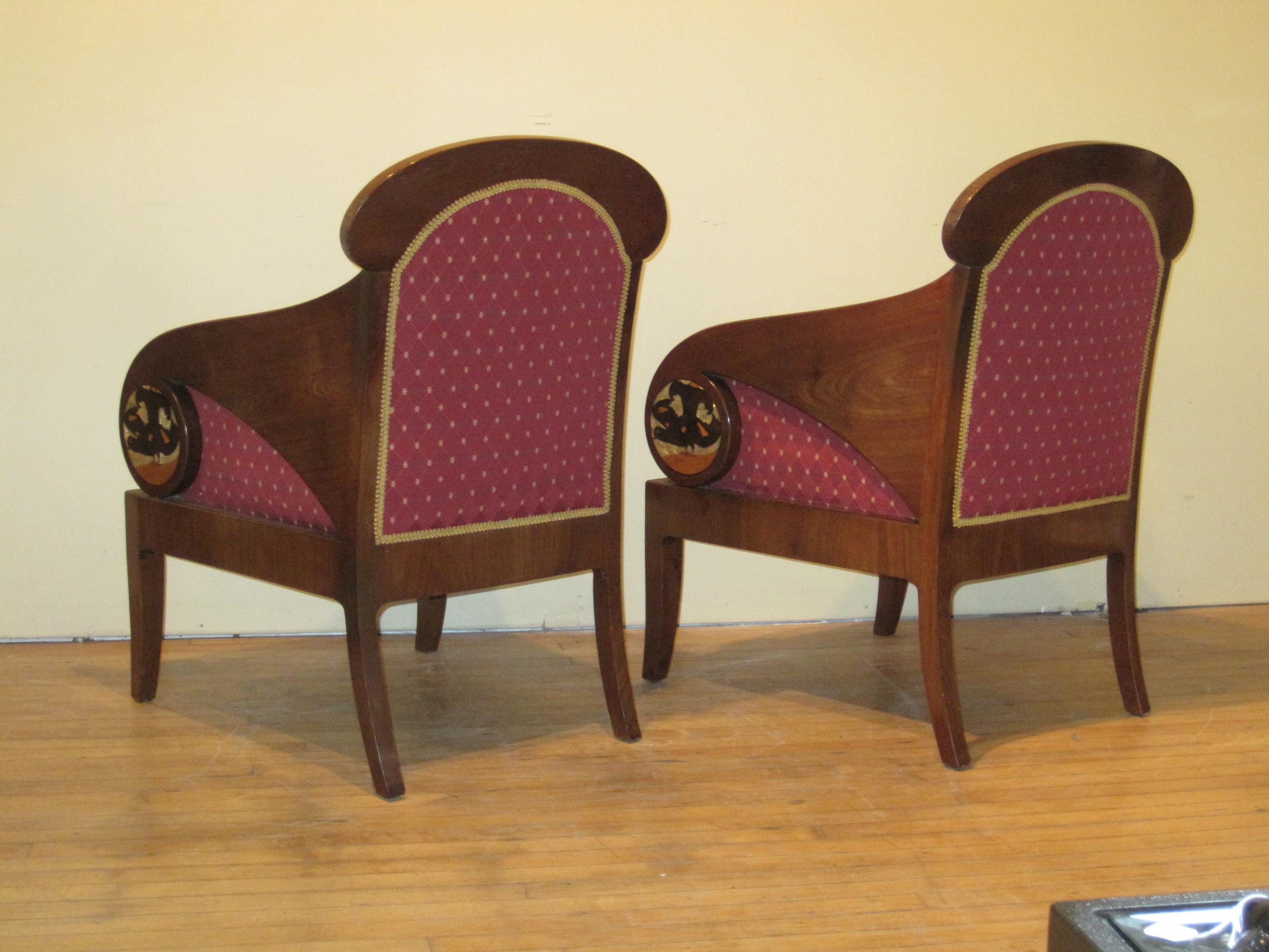 Art Nouveau Swedish Jugendstil Mother Of Pearl Inlaid Chairs | Modernism