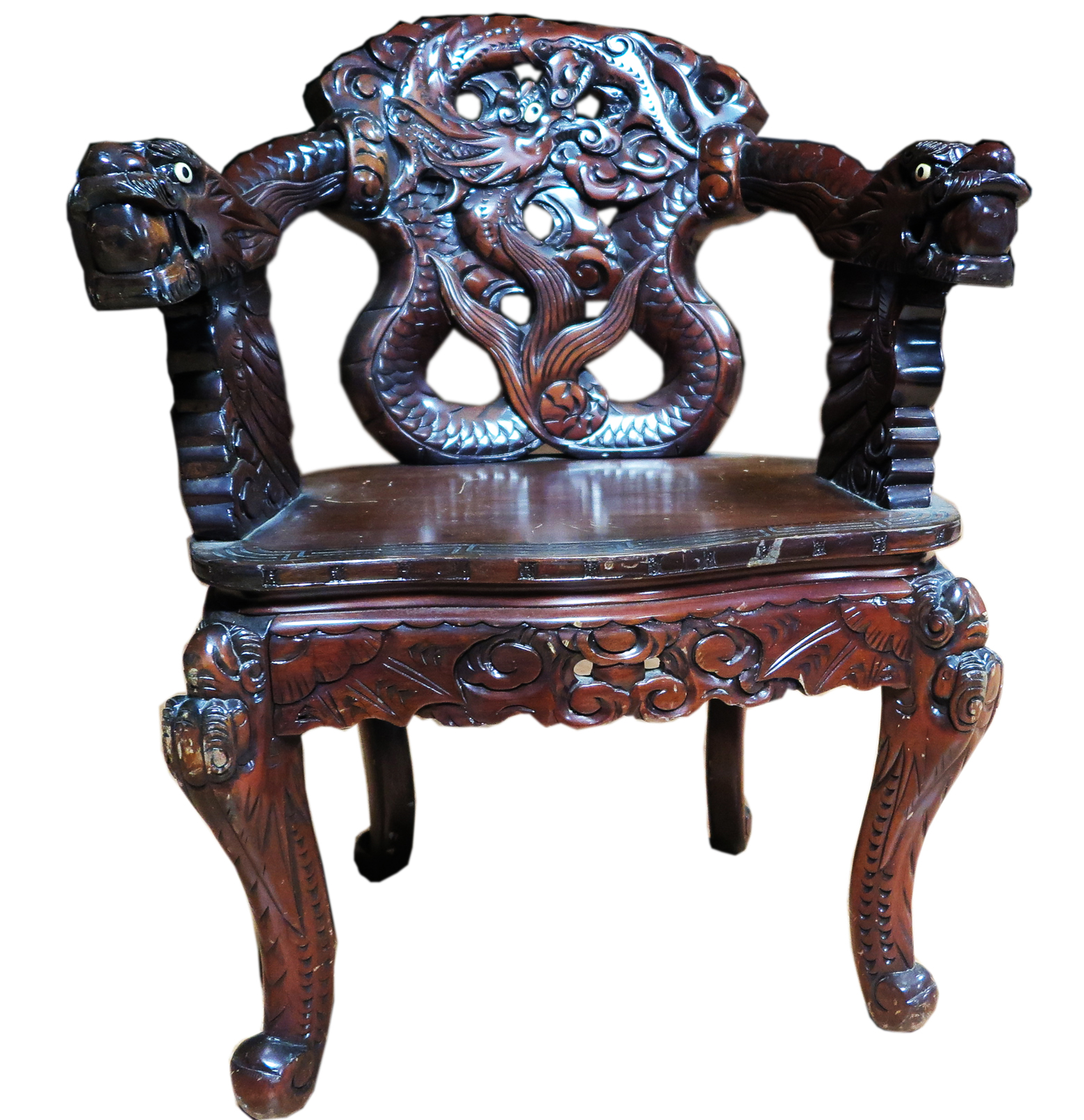 Chinese Carved Dragon Arm Chair | Modernism