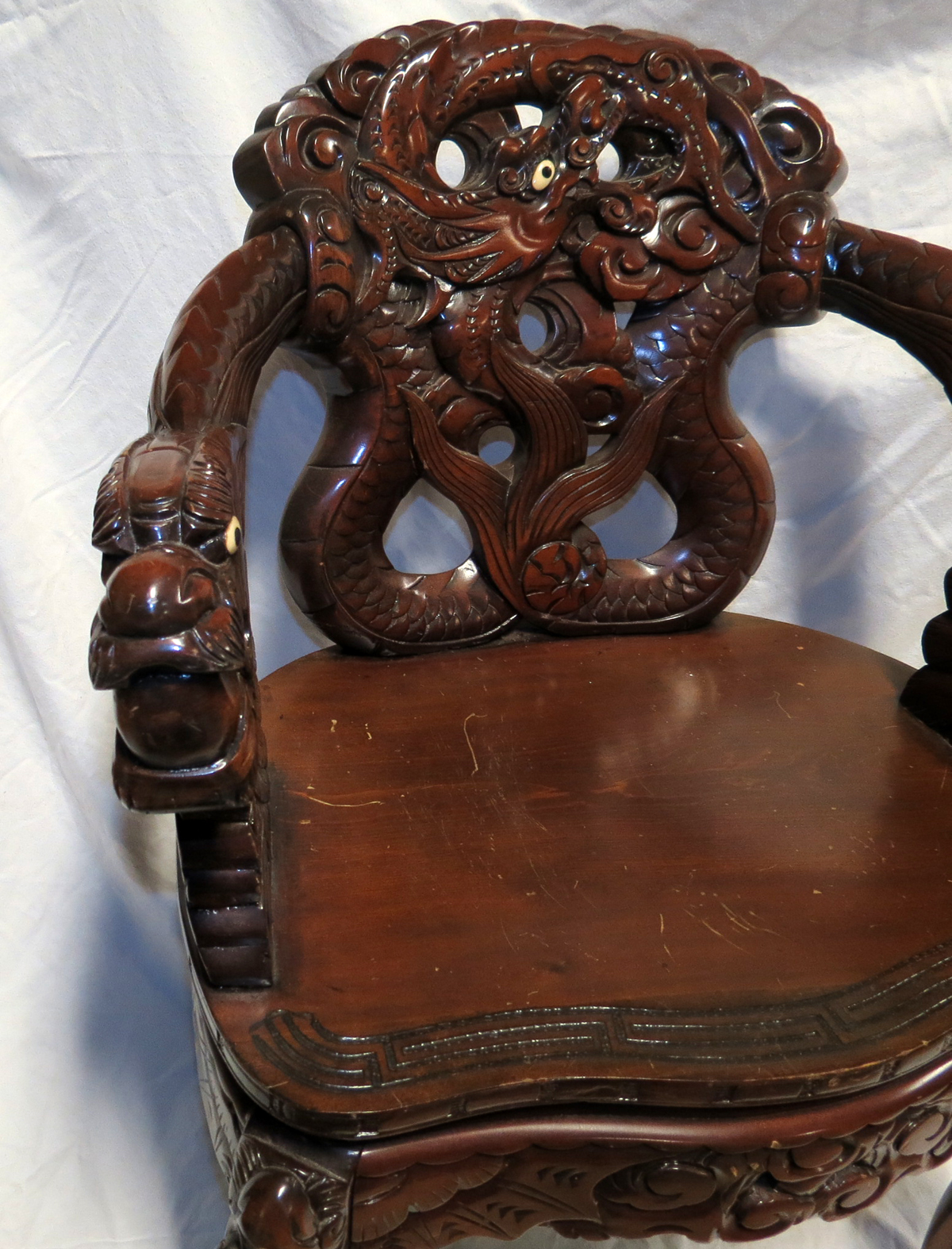 Chinese Carved Dragon Arm Chair | Modernism