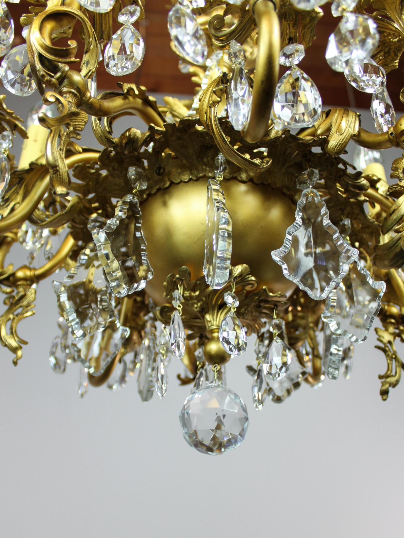Gold-plated Rococo 1910 Converted Gas Chandelier (9-light) | Modernism
