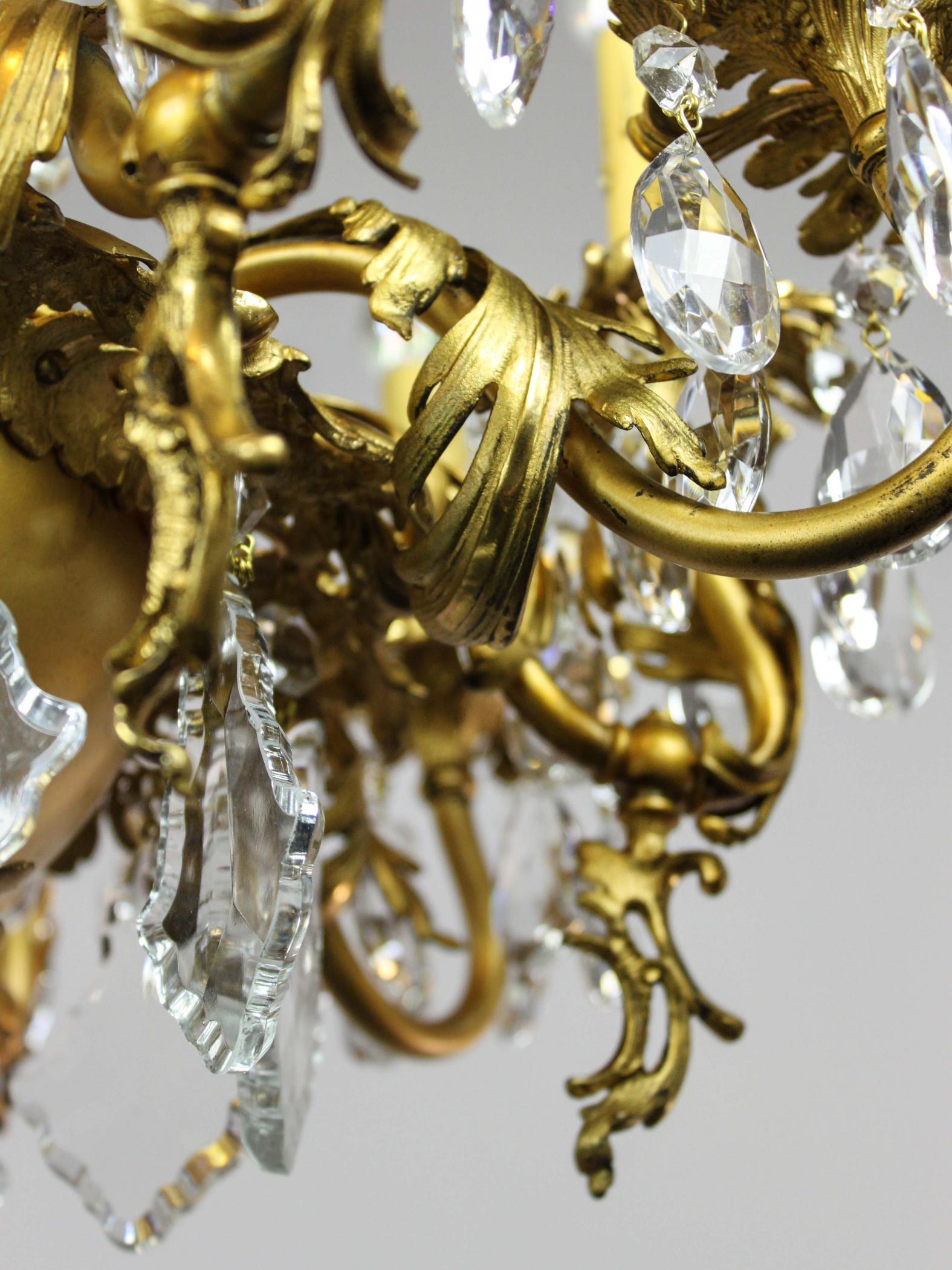 Gold-plated Rococo 1910 Converted Gas Chandelier (9-light) | Modernism
