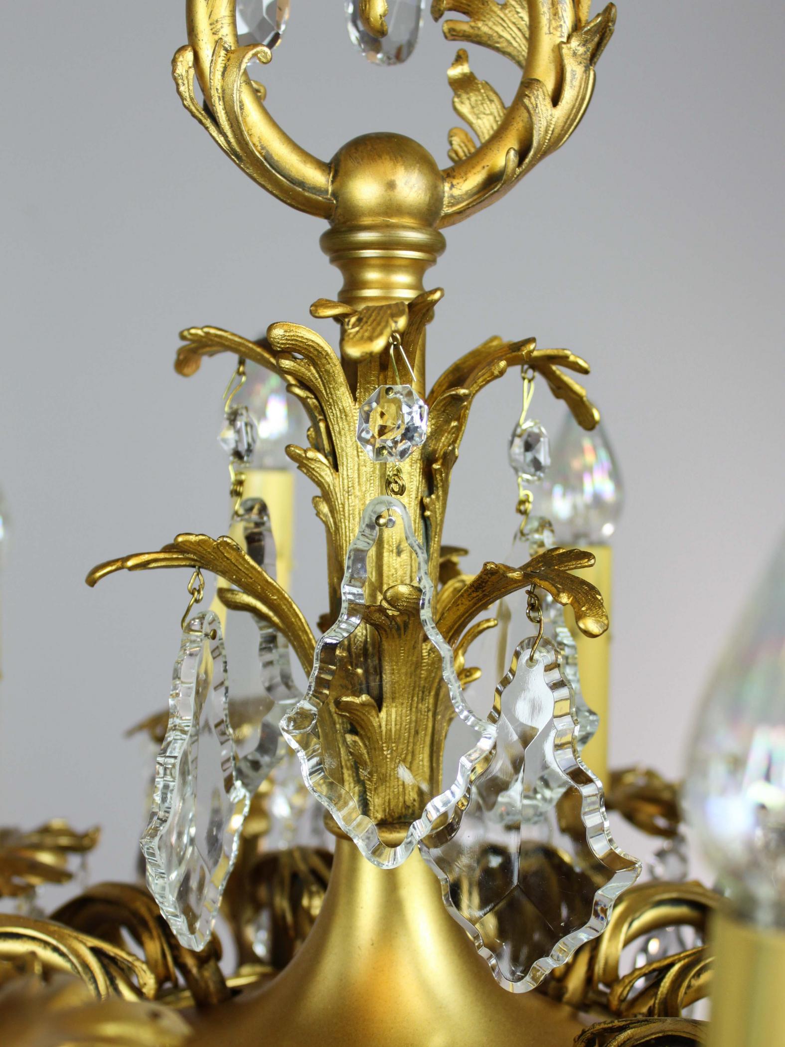 Gold-plated Rococo 1910 Converted Gas Chandelier (9-light) | Modernism