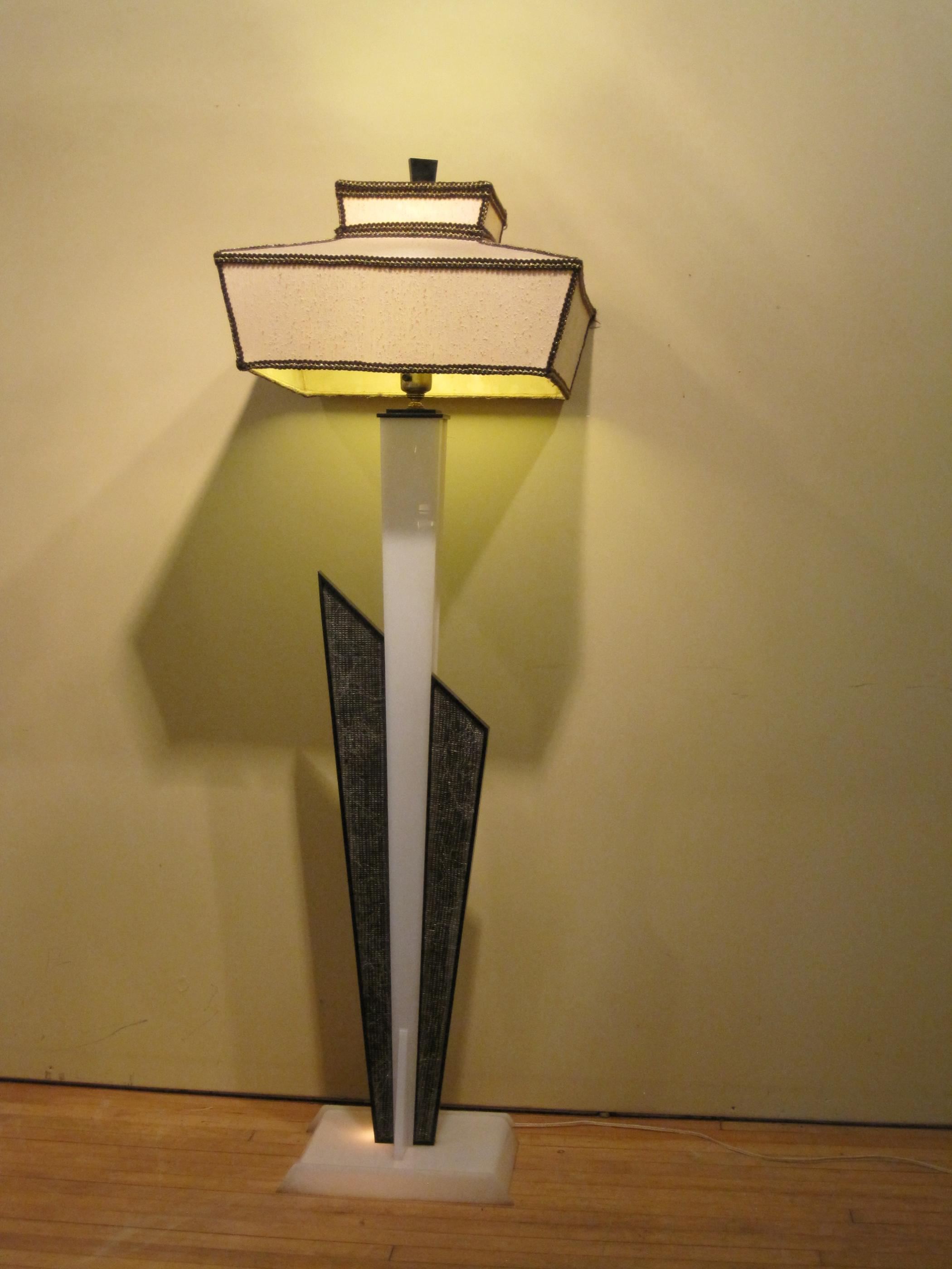 Mid Century Modern MCM Moss Lucite Floor Lamp | Modernism