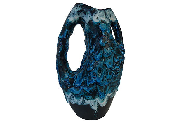 Free-form Ceramic Vase with Volcanic Drip Glaze | Modernism