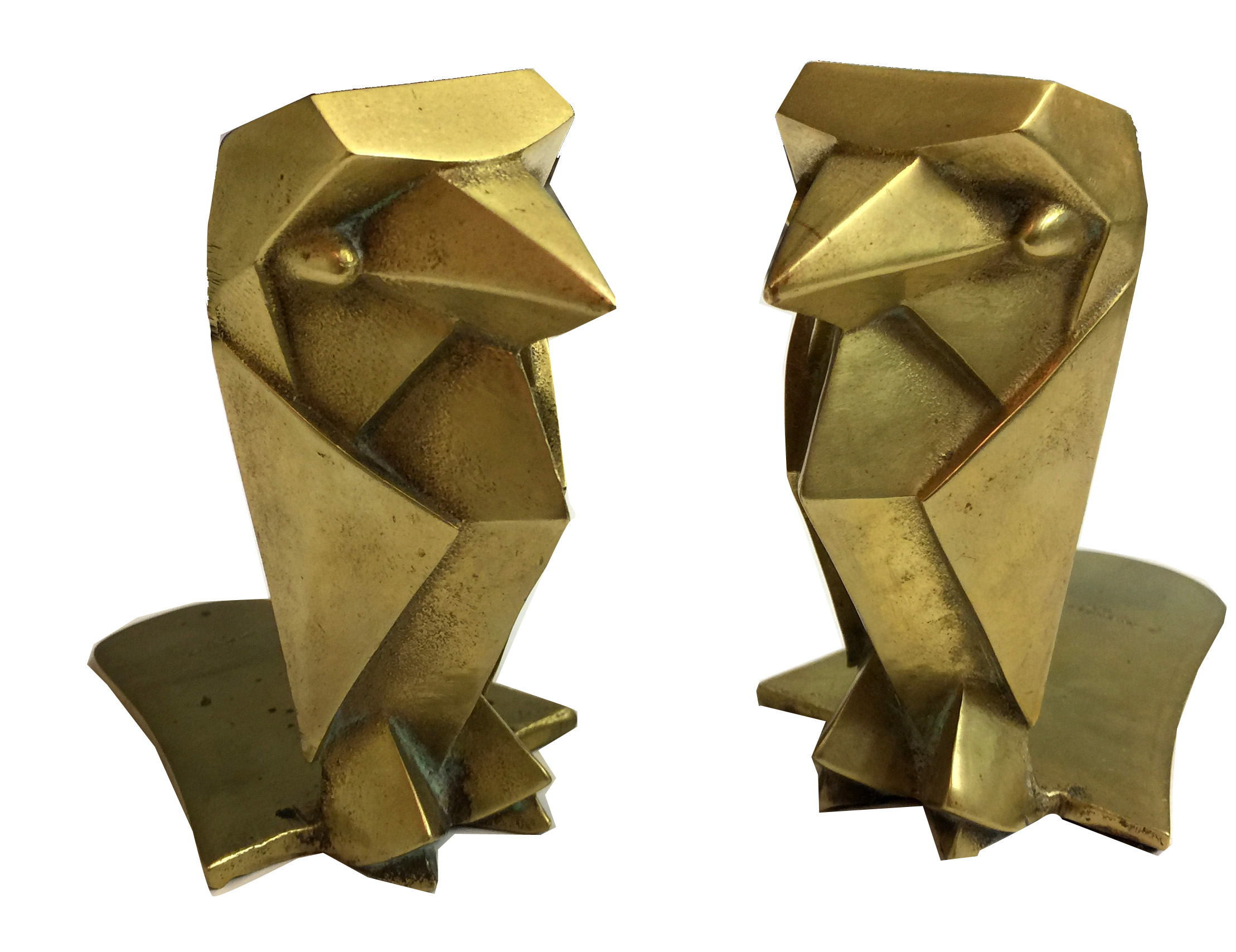 American Art Deco Bronze Geometric Owl Bookends | Modernism