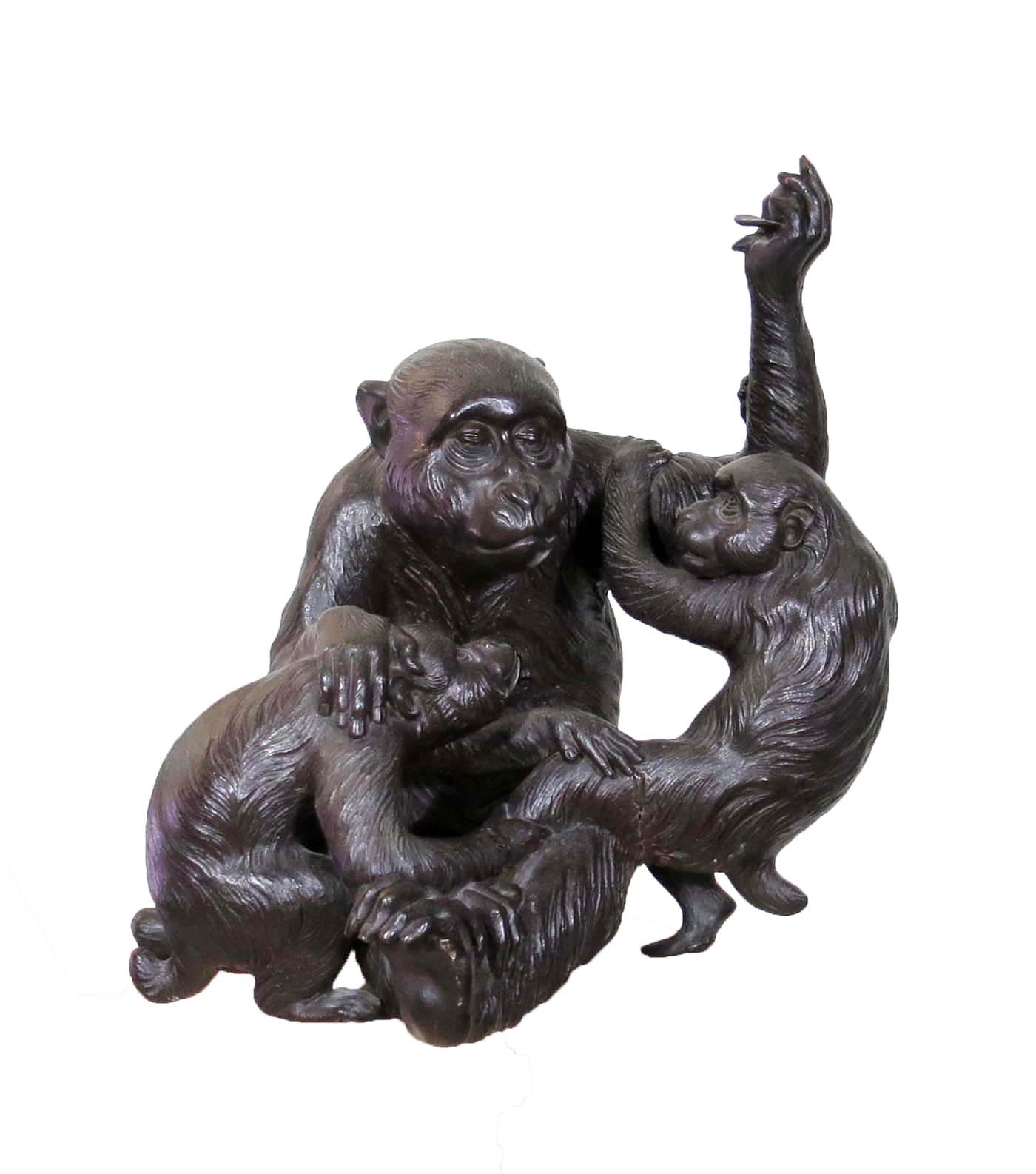 Antique Three Monkeys Bronze Sculpture | Modernism