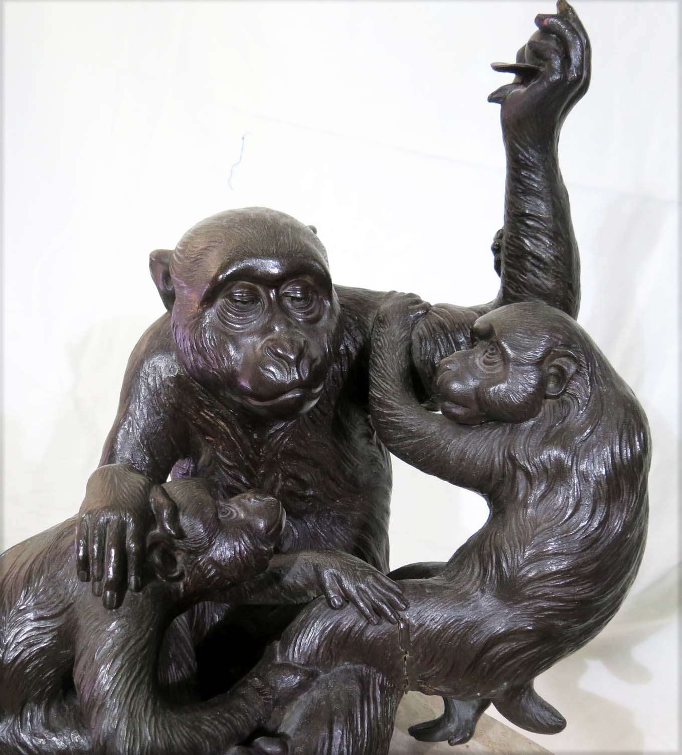 Antique Three Monkeys Bronze Sculpture | Modernism