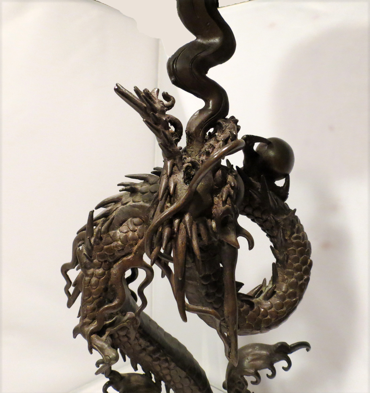 Antique Chinese Lung Dragon with Bowl | Modernism