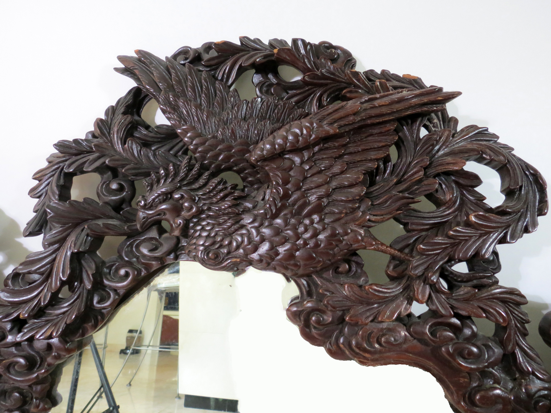 Antique Wood Carved Dragon Mirror | Modernism