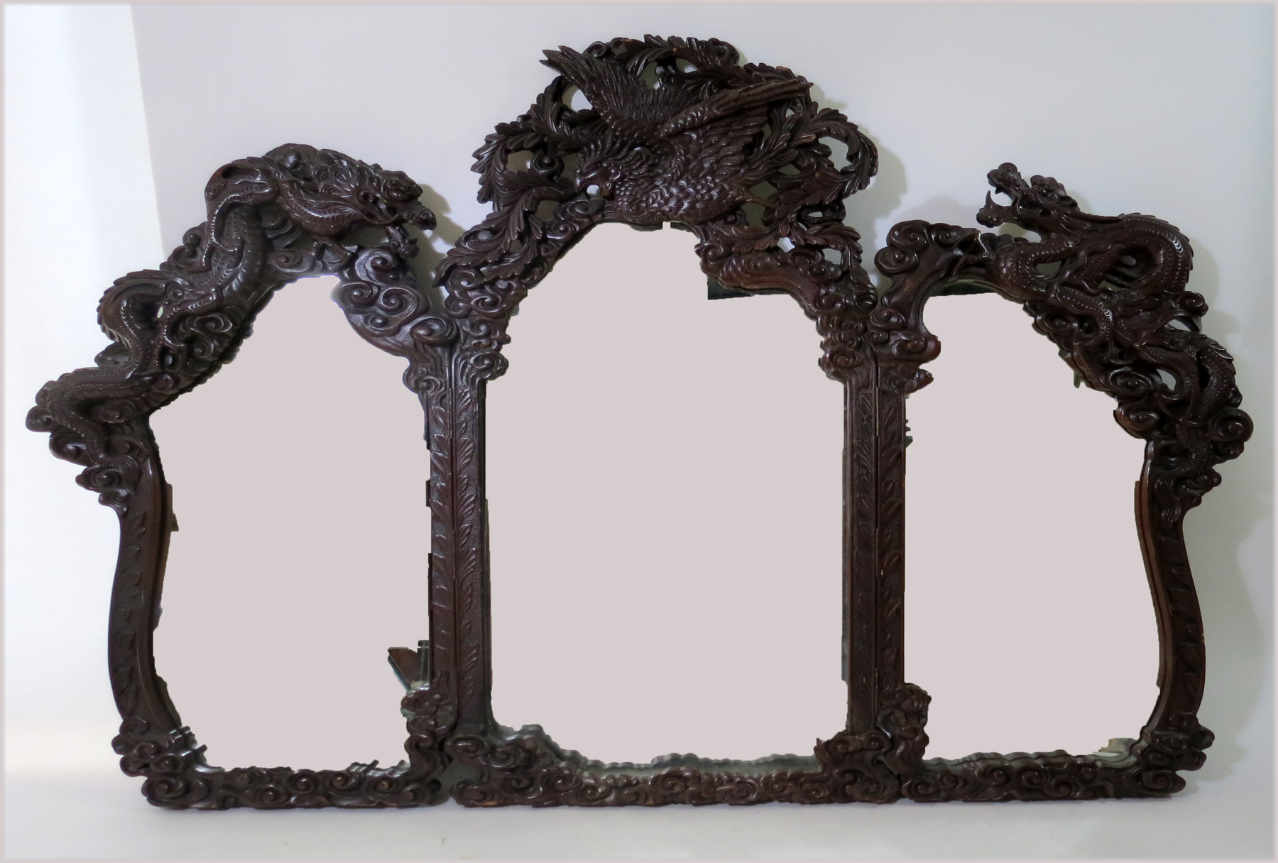 Antique Wood Carved Dragon Mirror | Modernism