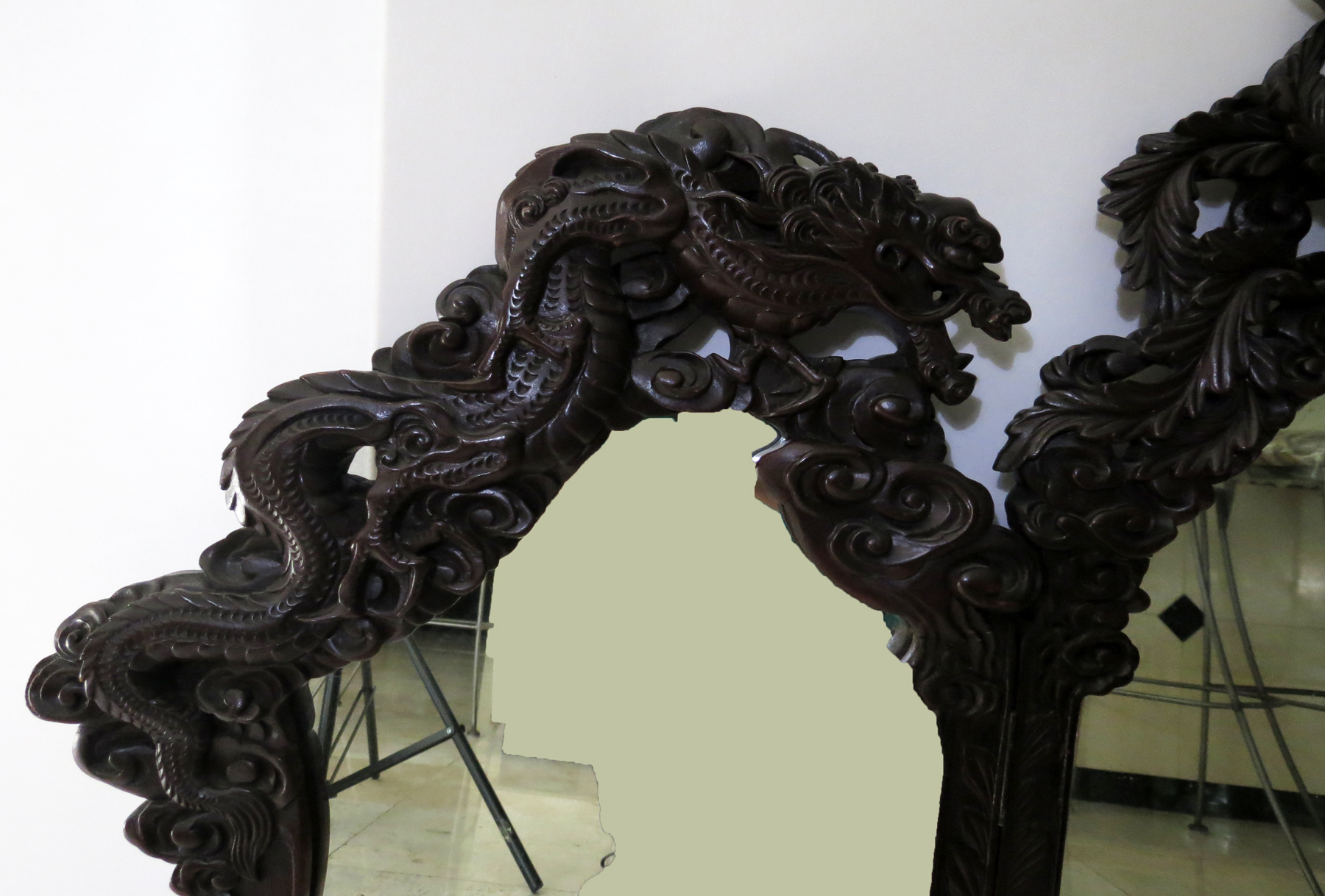 Antique Wood Carved Dragon Mirror | Modernism