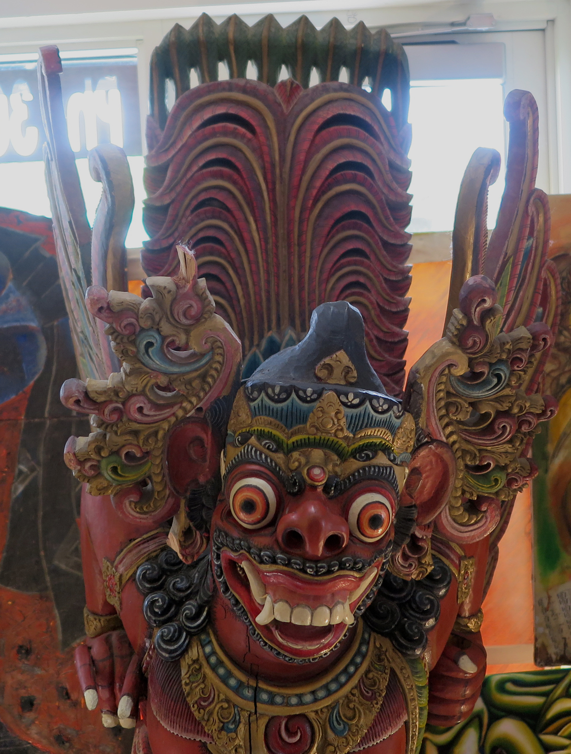 Carved Wooden Garuda 90 in Height | Modernism