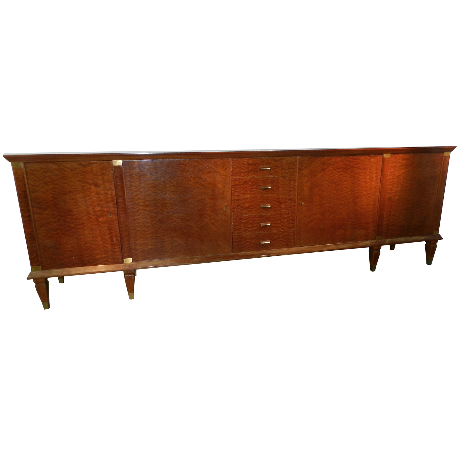 Very long Art Deco Burled Veneers Sideboard Buffet | Modernism
