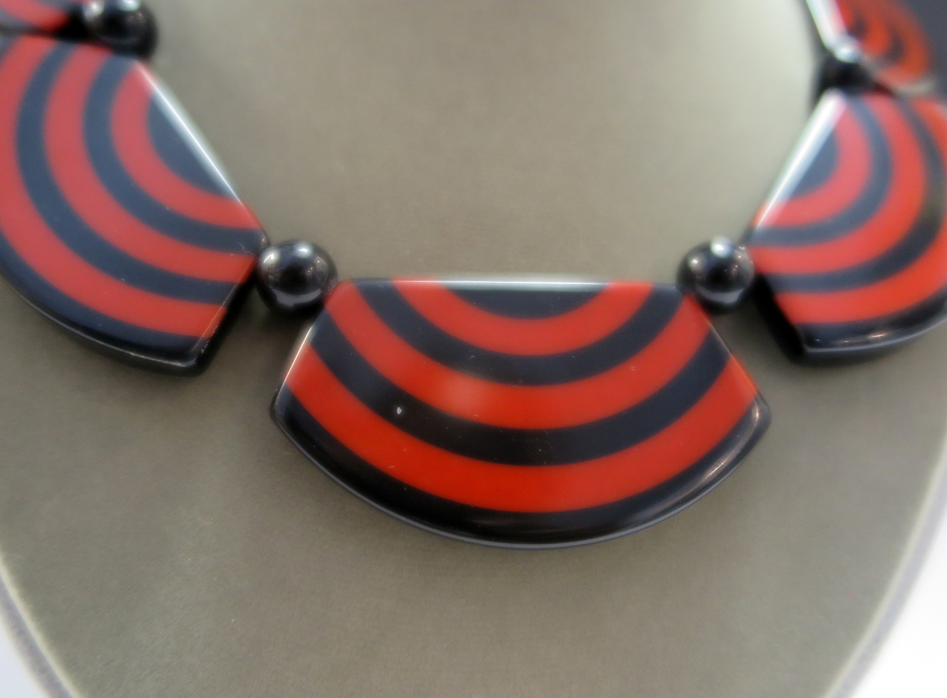 French Red and Black Bakelite Necklace | Modernism