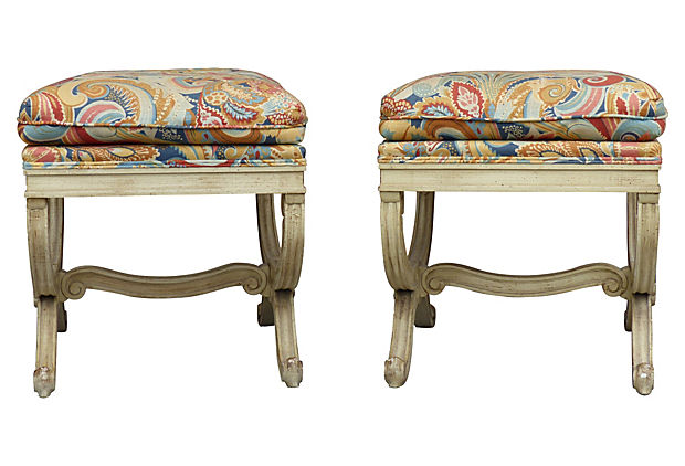 Hollywood Regency Louis XVI Style Ottomans | Modernism
