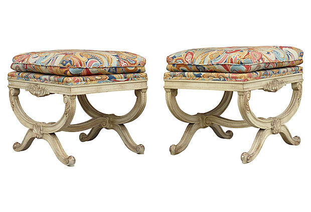 Hollywood Regency Louis XVI Style Ottomans | Modernism