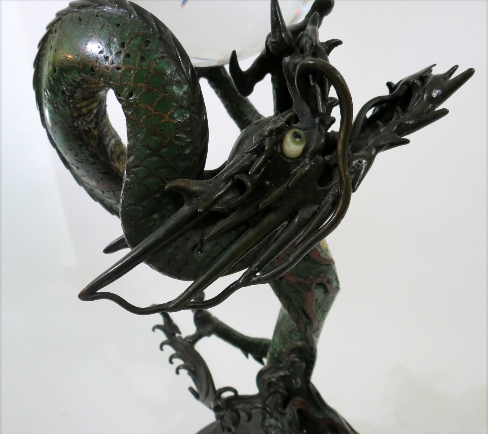 Japanese Bronze Dragon with Crystal Ball | Modernism