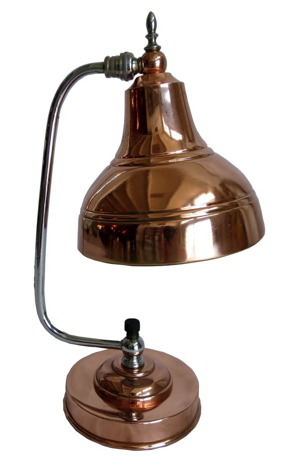 Markel American Art Deco Copper and Chrome Table Lamp | Modernism