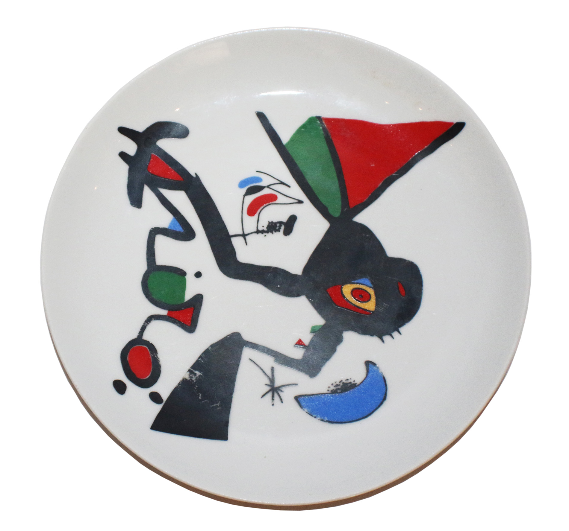 After Miro Hand Painted Ceramic Plate | Modernism