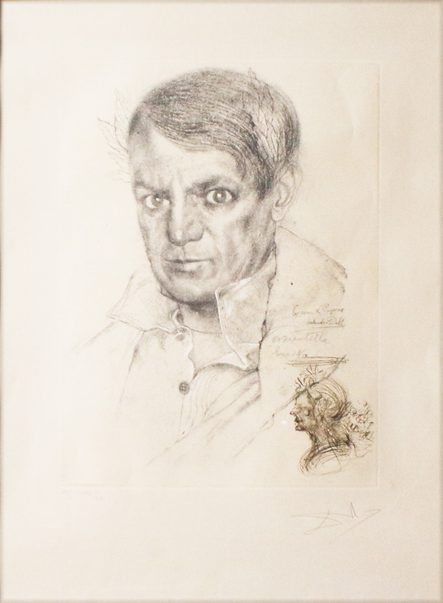 Portrait of Picasso Lithograph by Salvador Dali | Modernism