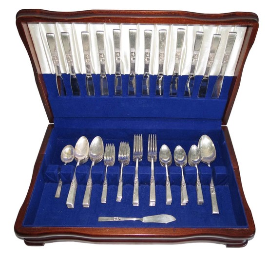 Morning Star Art Deco Silver Plate Service for Twelve | Modernism