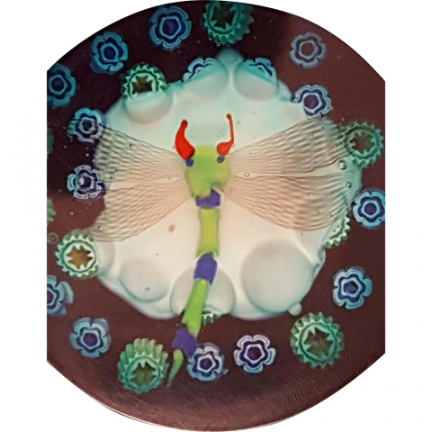 Caithness Twilight Pool Dragonfly Glass Paperweight | Modernism