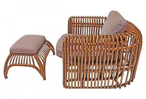 Rattan Chair & Ottoman by Henry Olko for Willow and Reed | Modernism