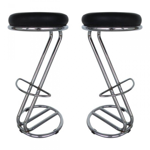 Pair of Italian Mid-Century Modern Chrome Bar Stools | Modernism