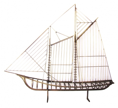 Linear Curtis Jere Mid Century Modern Sailboat Sculpture | Modernism